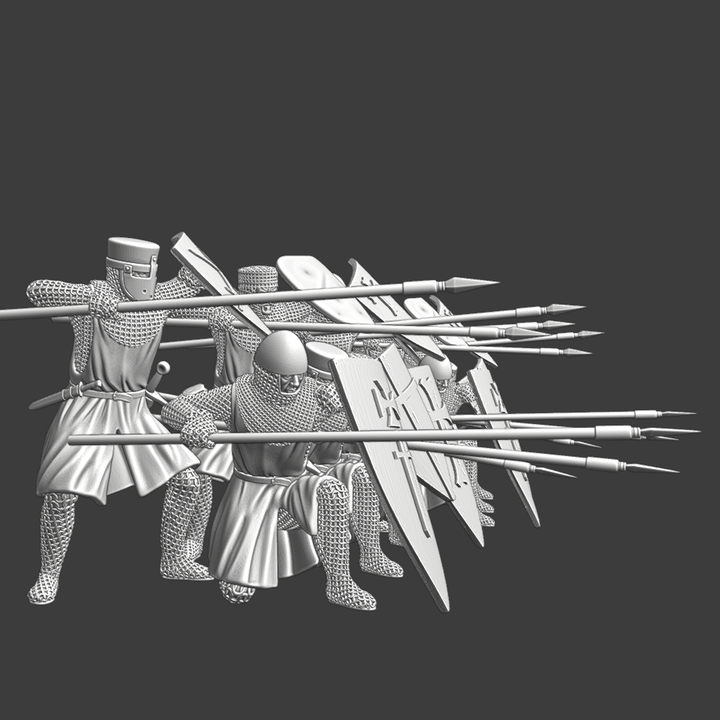 3D Printable Medieval Crusaders - Shield Wall Formation by Northern Crusades Miniatures